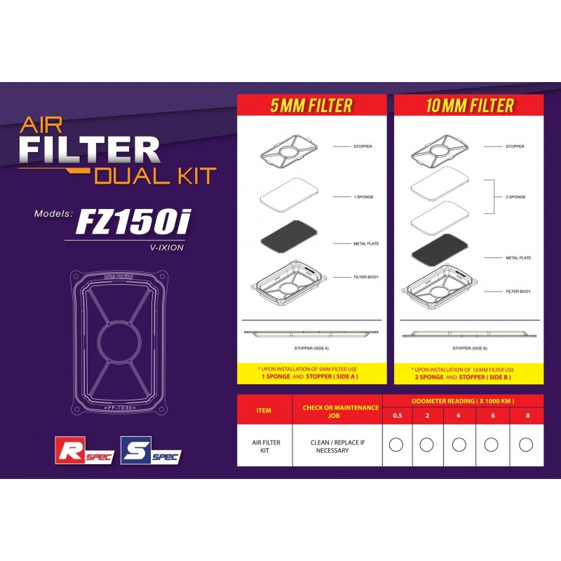 UMA Racing Drop-in Air Filter - Yamaha YZF-R15 V1 V2/R125/MT-15/MT-125 ...