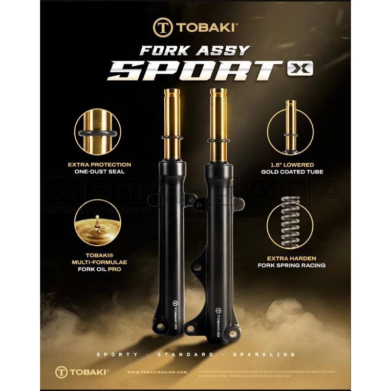 Tobaki Racing X Type Lowered Forks (Gold) - Yamaha T135 Jupiter MX ...