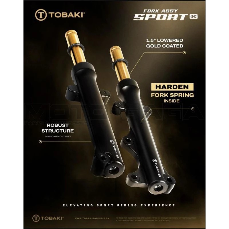 Tobaki Racing X Type Lowered Forks (Gold) - Yamaha T135 Jupiter MX ...