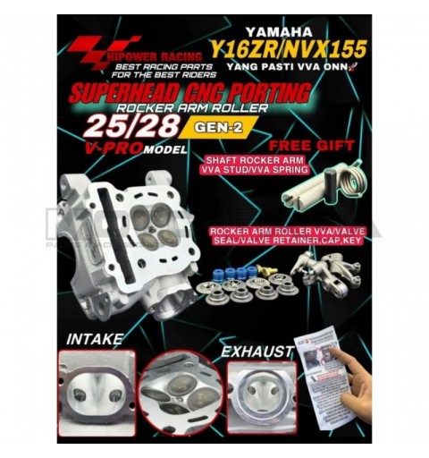 Hipower Racing Cylinder Head VPRO (28in/25ex) - Yamaha R15V3/MT-15/NVX ...